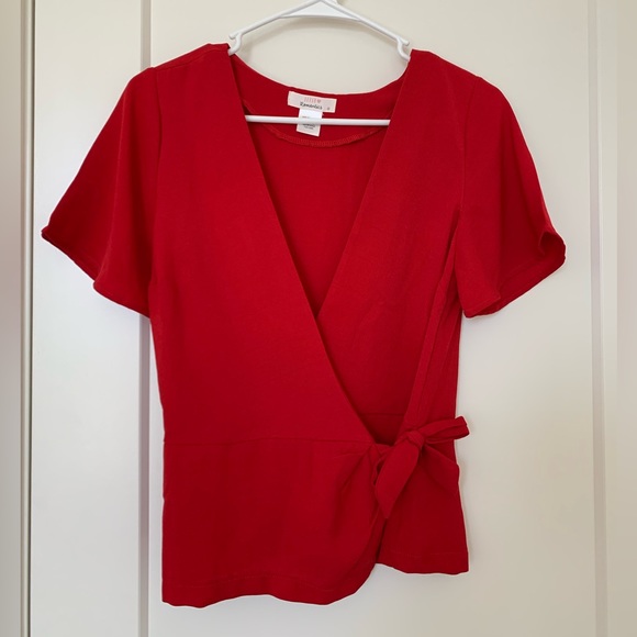 Tops | Red Wrap Around Blouse | Poshmark